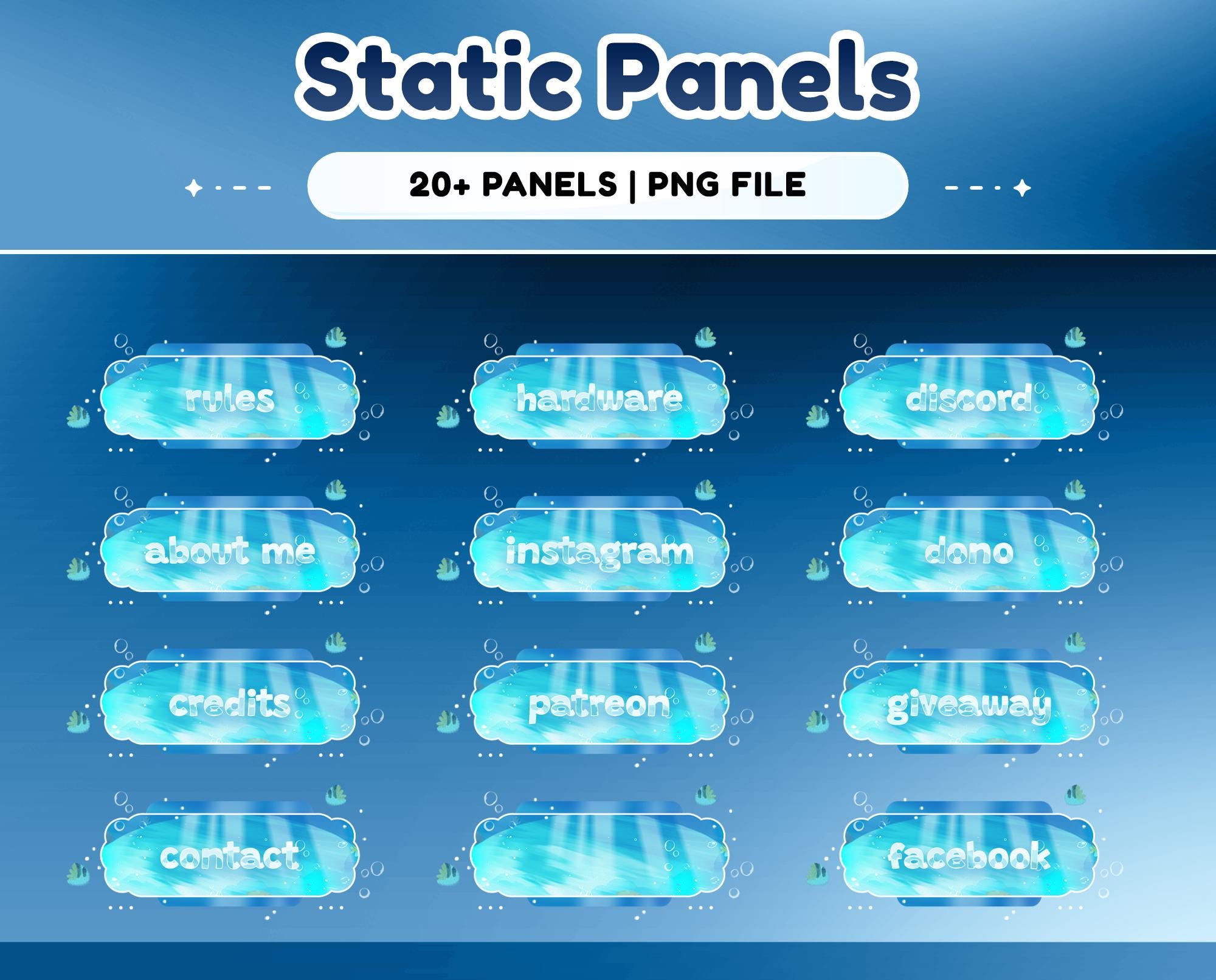 Aquatic Drift Animated Stream Overlay Package for Twitch Bundle, Cute ...