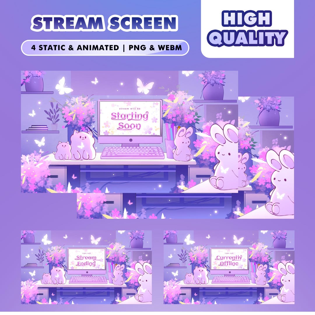 Lavender Dream Stream Screens – Cute Bunny Lavender Room/pastel Purple ...