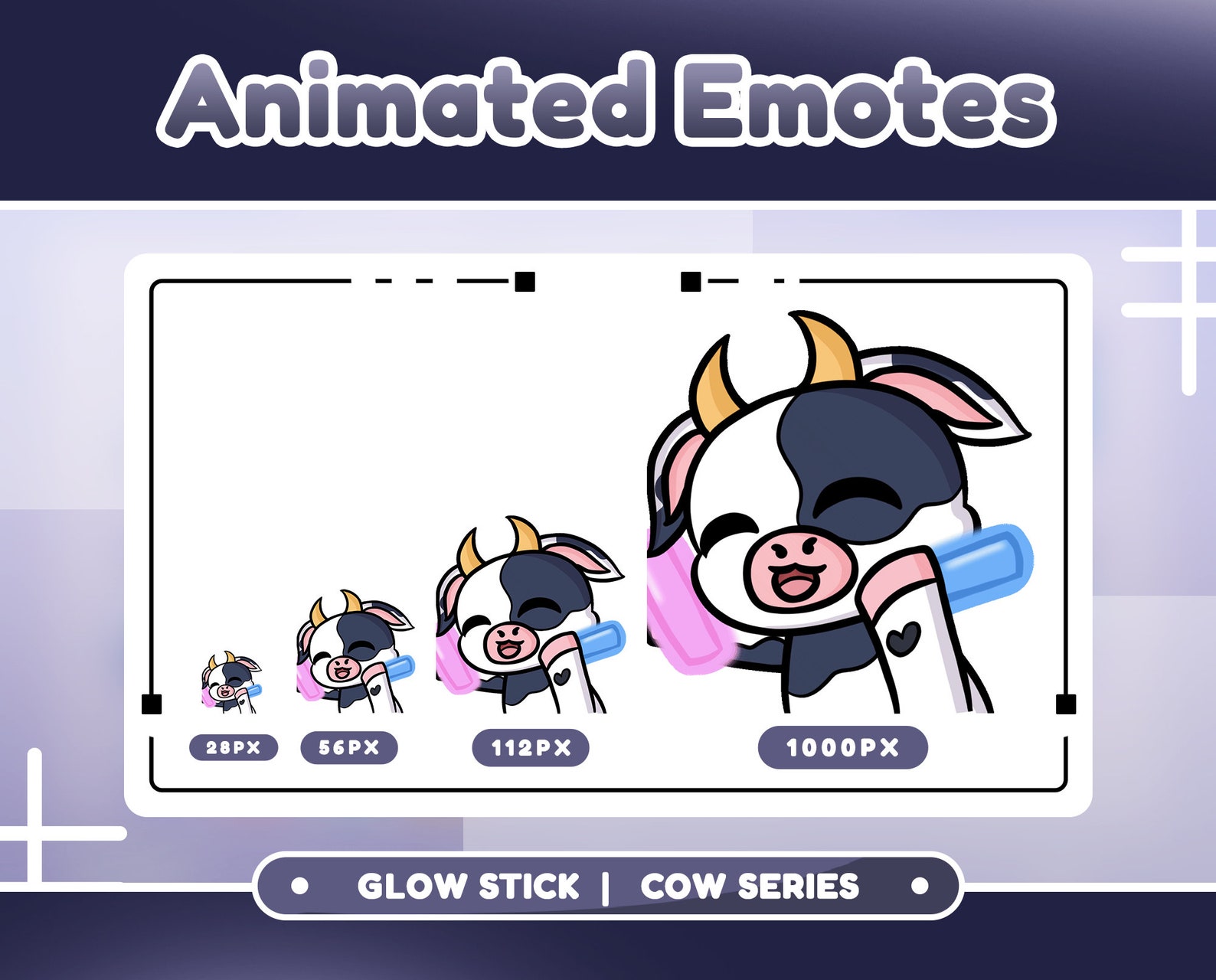 Bundle Emote Cow Animated for Twitch, Youtube, Black and White Cow ...