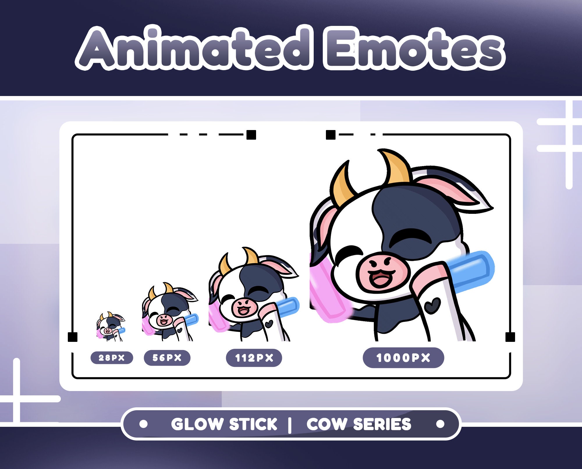 Bundle Emote Cow Animated for Twitch, Youtube, Black and White Cow ...