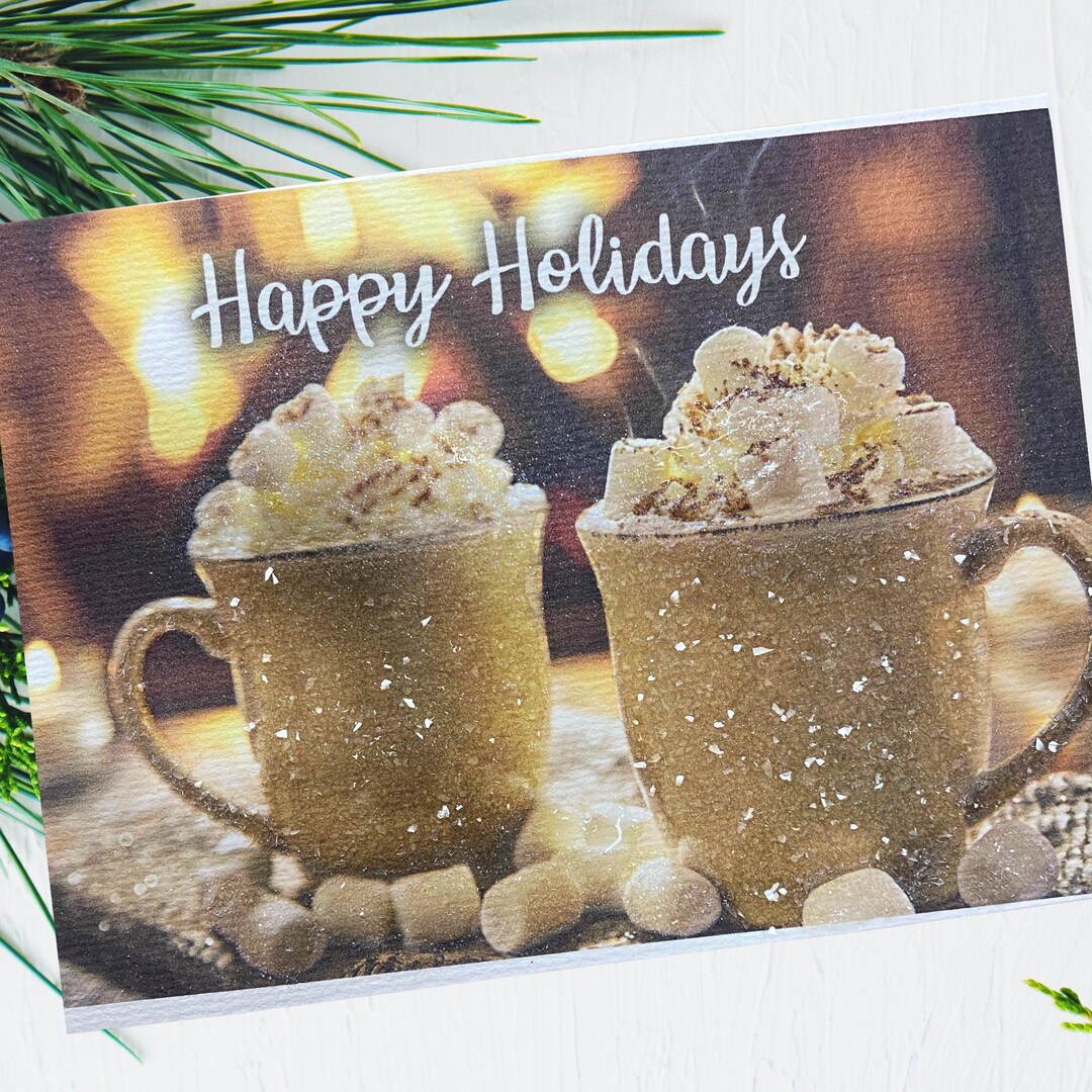 Glitter Glass Hot Cocoa Happy Holidays Sparkle Greeting Card Handmade ...