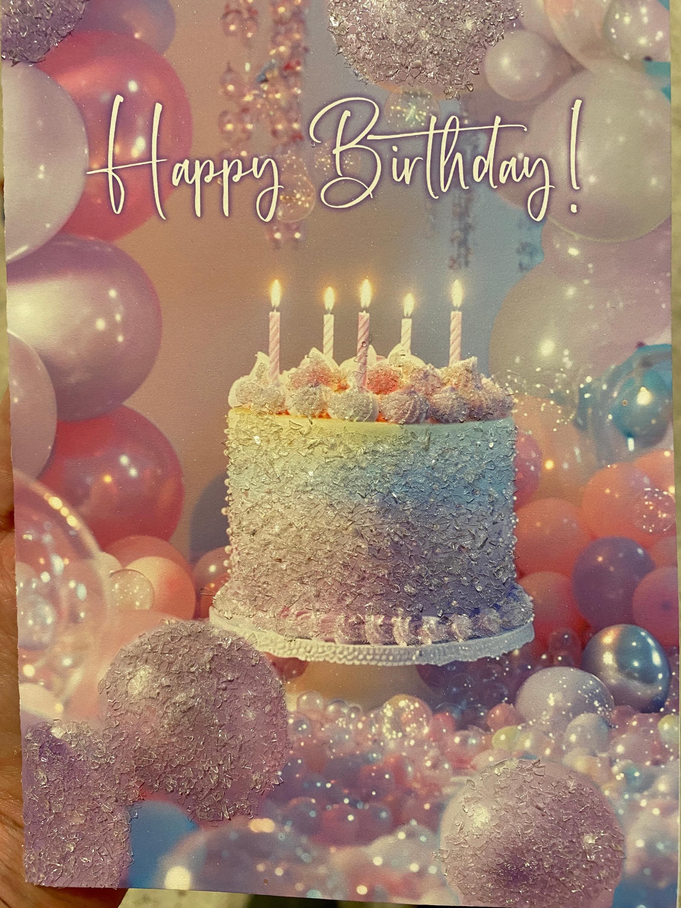 Handmade Birthday Card Glitter Purple Pink 4x6 Birthday Card Girly ...