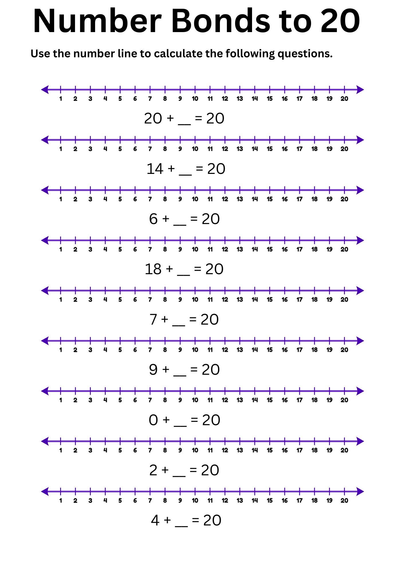 Number Bonds to 20 - Etsy