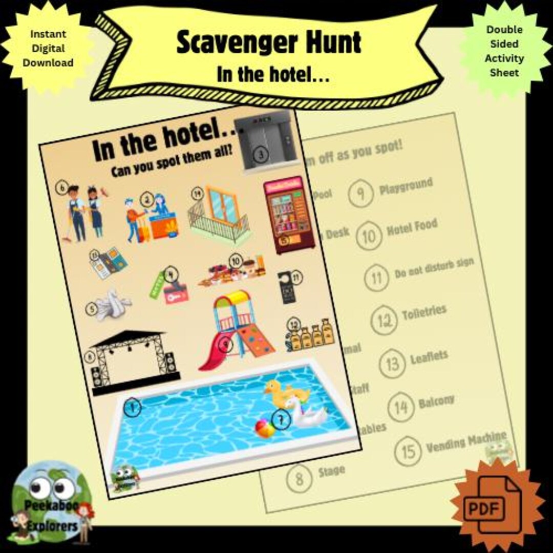 Children’s Scavenger Hunt I-spy - Digital Download - Double-sided Flash ...