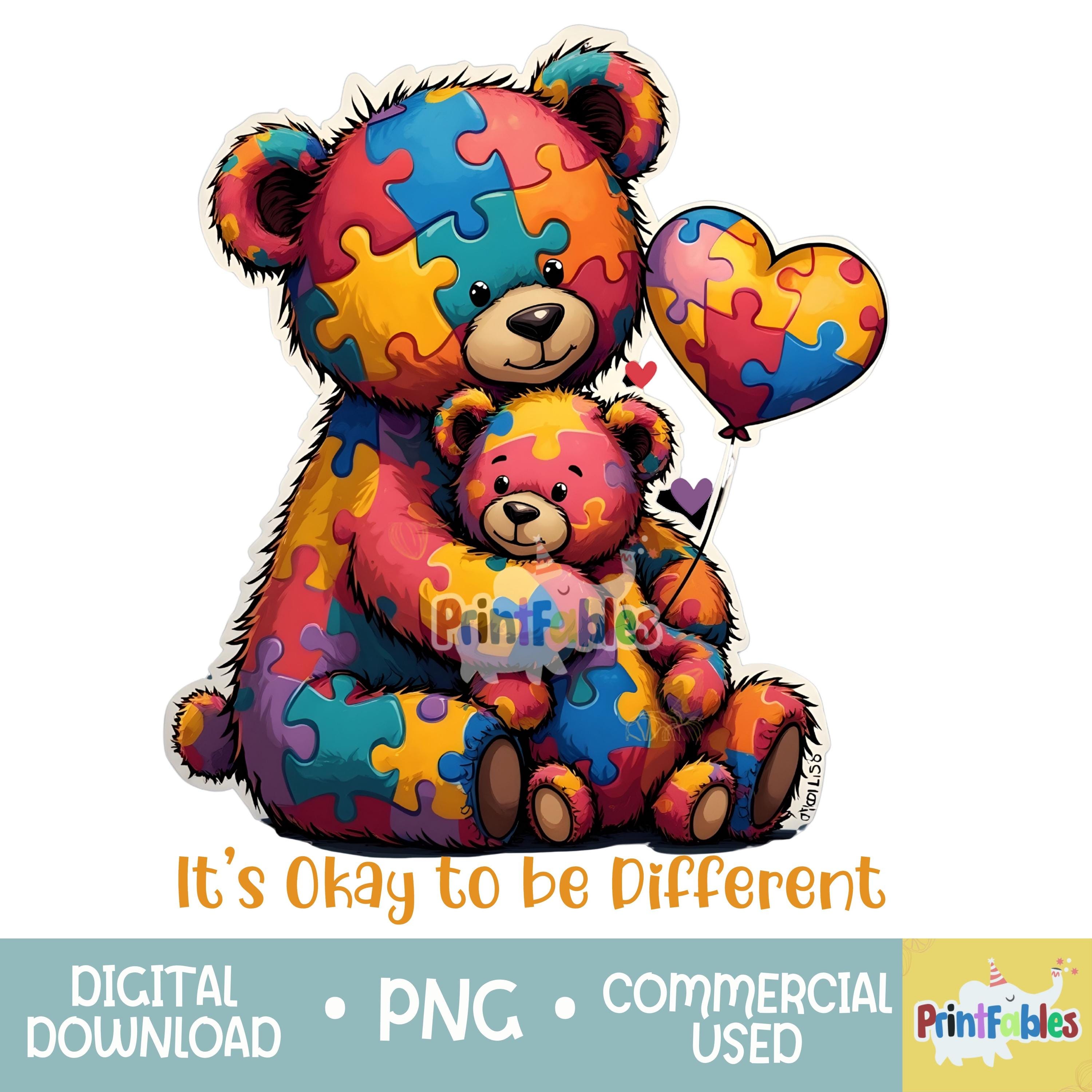 Autism Awareness PNG It's Okay to Be Different Clipart Puzzle Bear ...