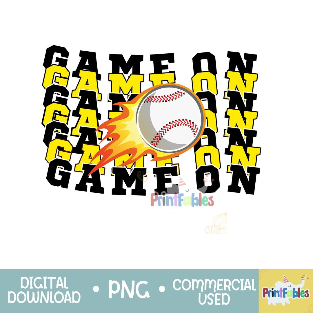 Game on Baseball Digital Download | Fireball Baseball PNG Sublimation ...