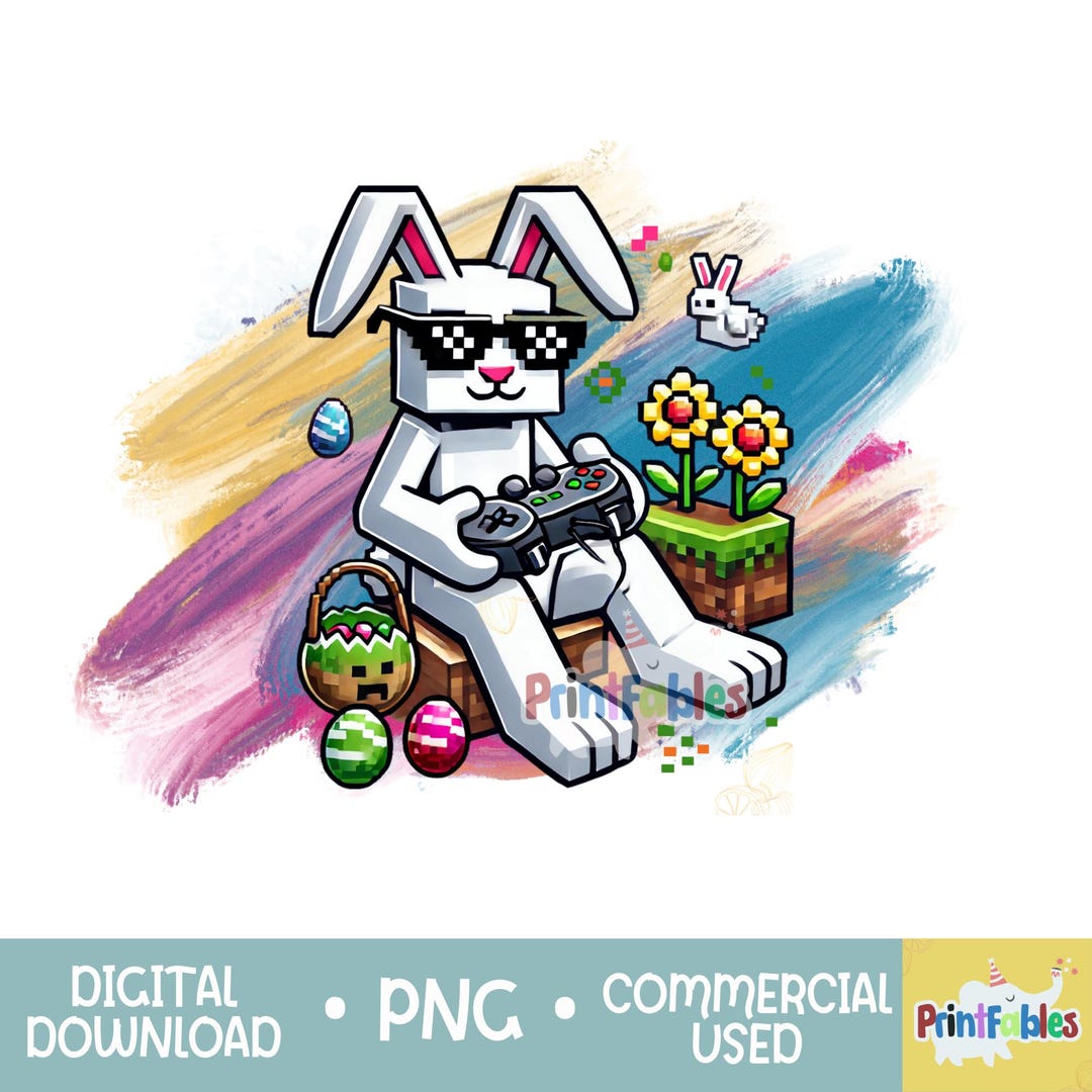 Minecraft Bunny Easter PNG, Gamer Easter Digital Download, Pixel Bunny ...