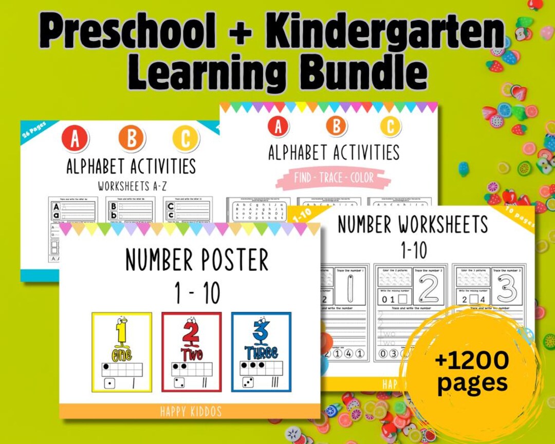 1200 Plus Pages Preschool and Kindergarten Mega Learning Bundle ...