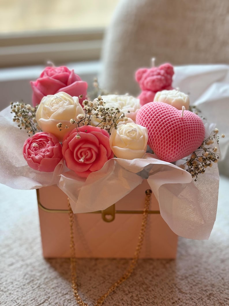 Soy Wax Candle Bouquet Purse | Handmade Floral Gift - Etsy
