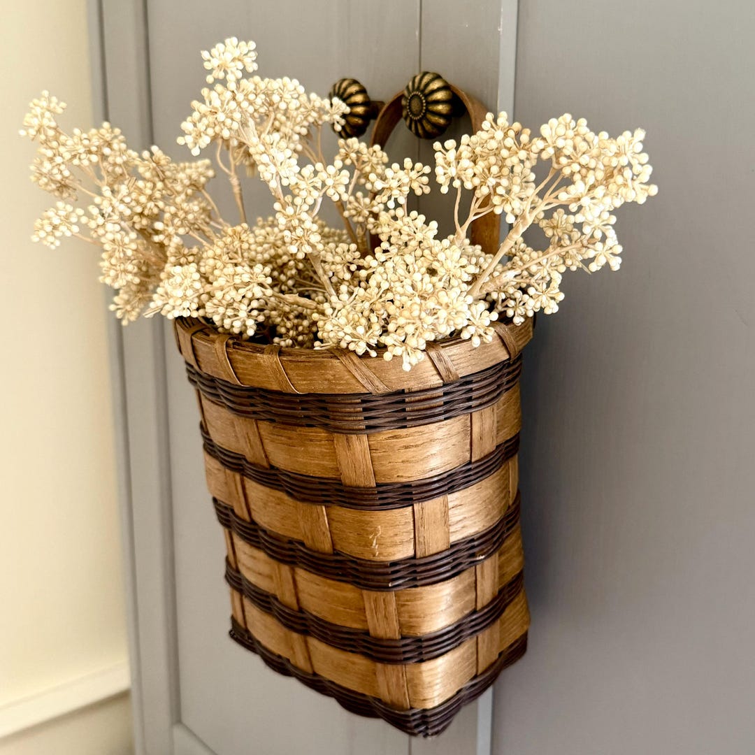 Hand Woven Baskerville Two Toned Wall Hanging Basket for Mail or ...