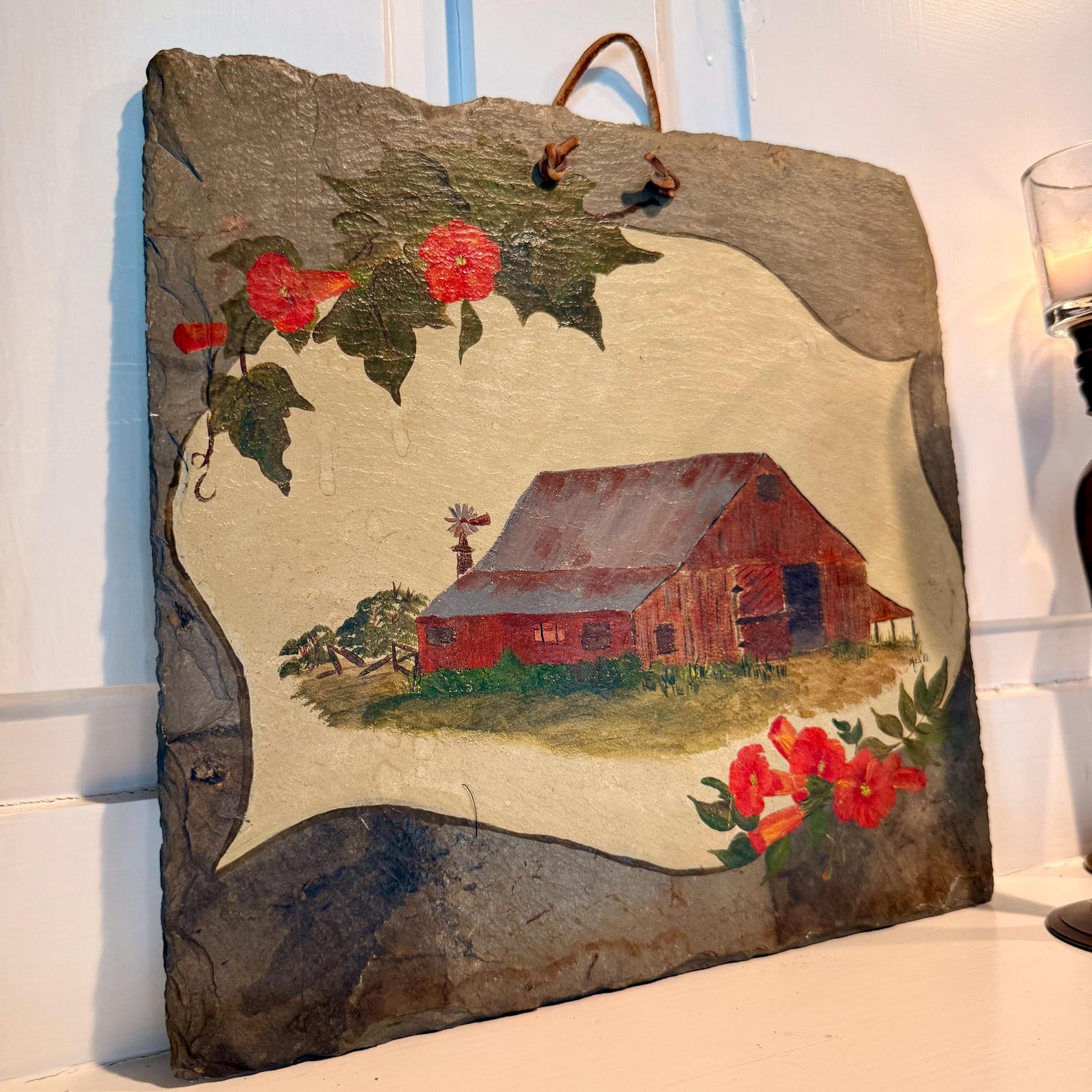 Red Barn Slate Wall Hanging ~ Country Cottage ~ 12.5" Vintage, Hand ...
