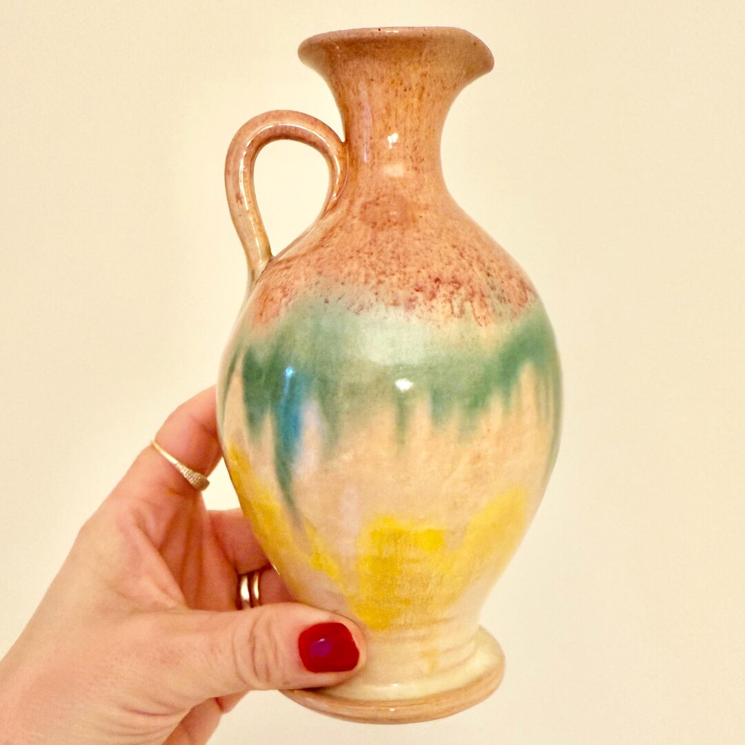 Darling Drip Glaze Bud Vase or Oil Pitcher 6.25" Tall N.C. Studio Art ...