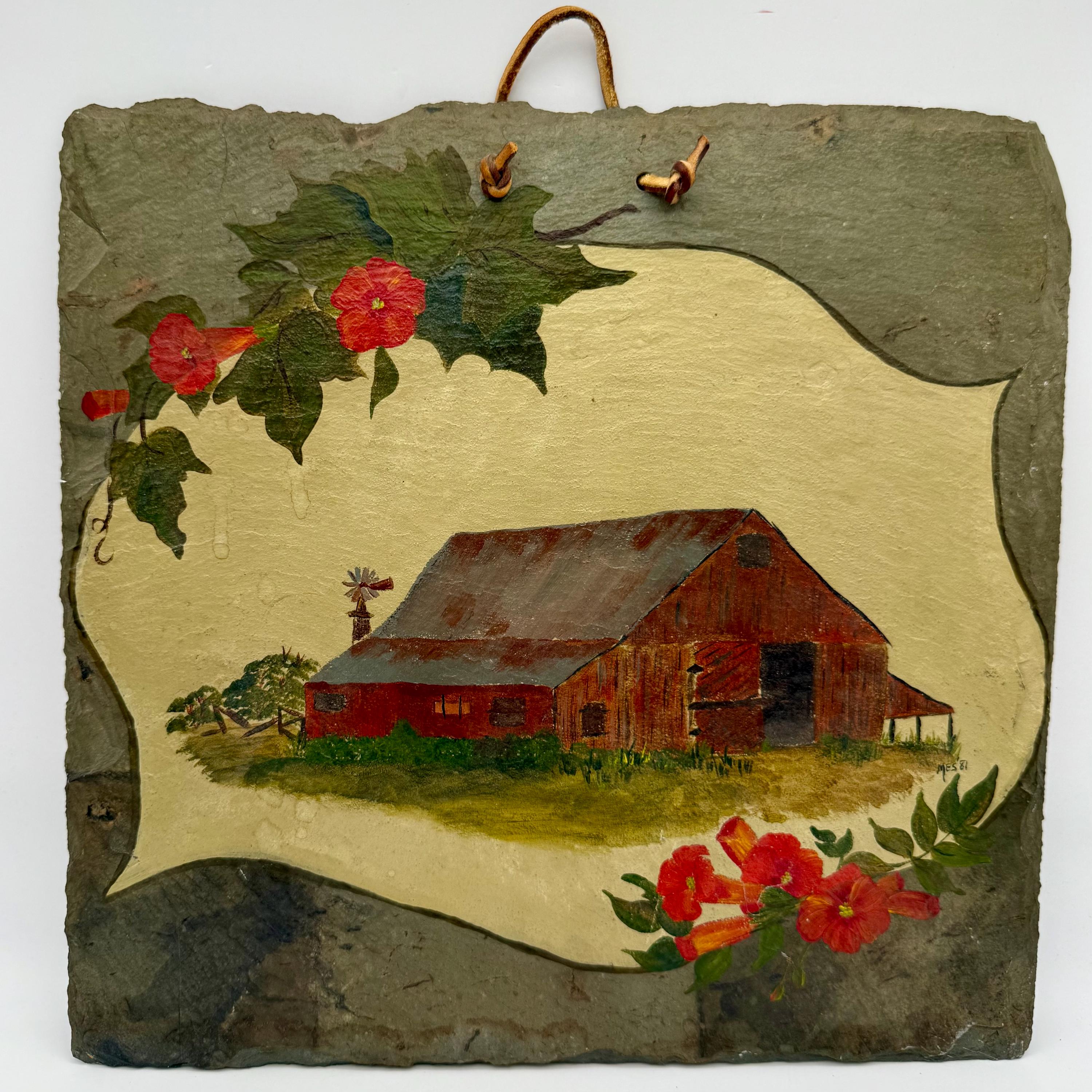 Red Barn Slate Wall Hanging ~ Country Cottage ~ 12.5" Vintage, Hand ...