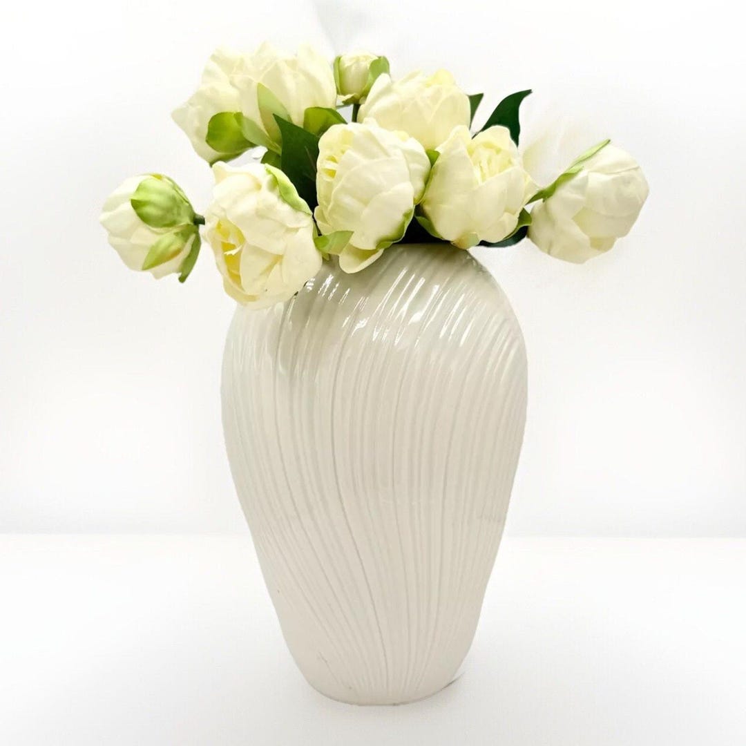 1989 Lenox Mirage Large Vase ~ White Porcelain ~ Textured Modern Design ...