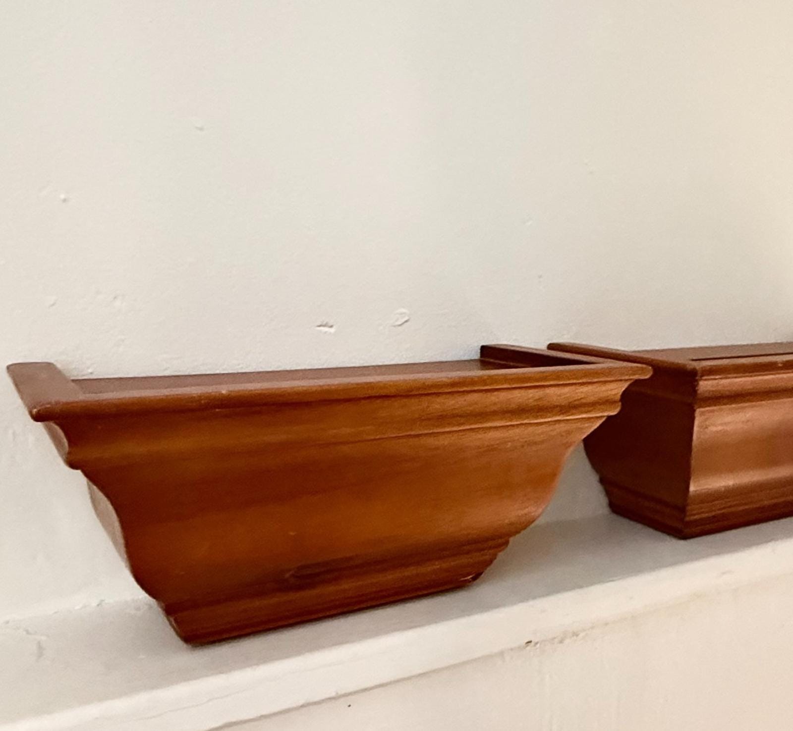 Pair of Wood Wall Plate Shelves With Groove, Gallery Ledge Kitchen ...