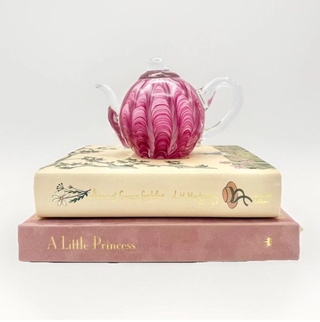 Pink Swirl Tea Pot Blown Glass Paperweight With Controlled Bubble by ...