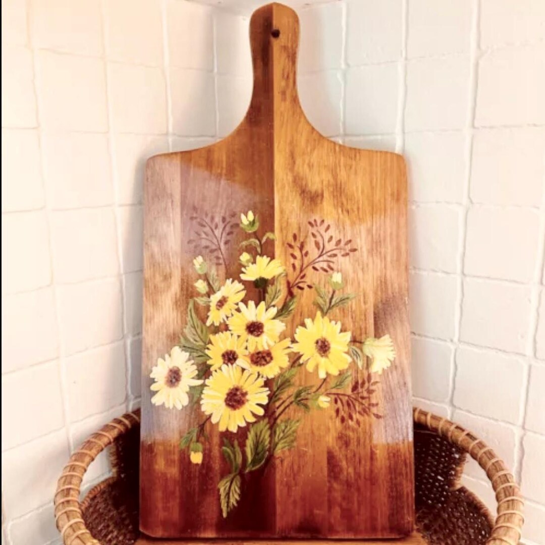 Vintage Hand Painted Baker's Wood Paddle, Bread or Cutting Board 2 Tone ...