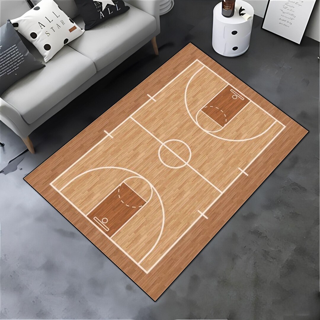 Basketball Court Rug,brown Basketball Rug,sports Rug,nba Rug,minimalist ...