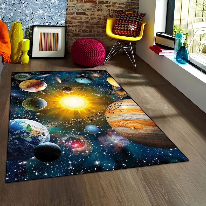 Space Rug, Planet Rug,kids Room Rug, Washable Rug, Non Slip Rug, Solar ...
