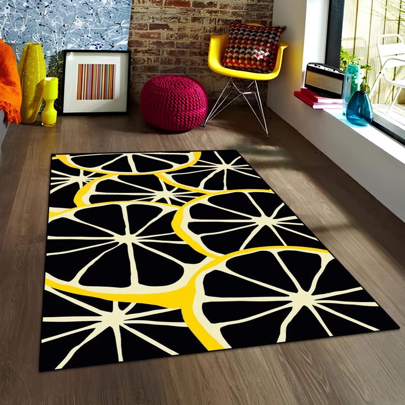 Lemon Slice Kitchen Rug: Non-slip Washable Home Decor - Etsy