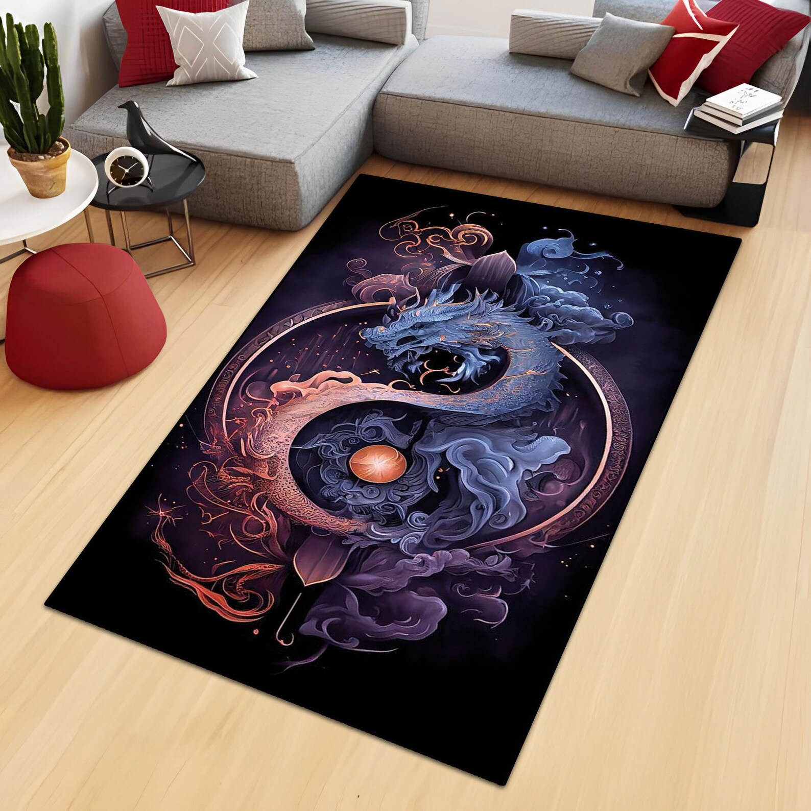 Dragon Decor Rug,japanese Life Dragon Rug,dark Dragon Rug,mythological ...