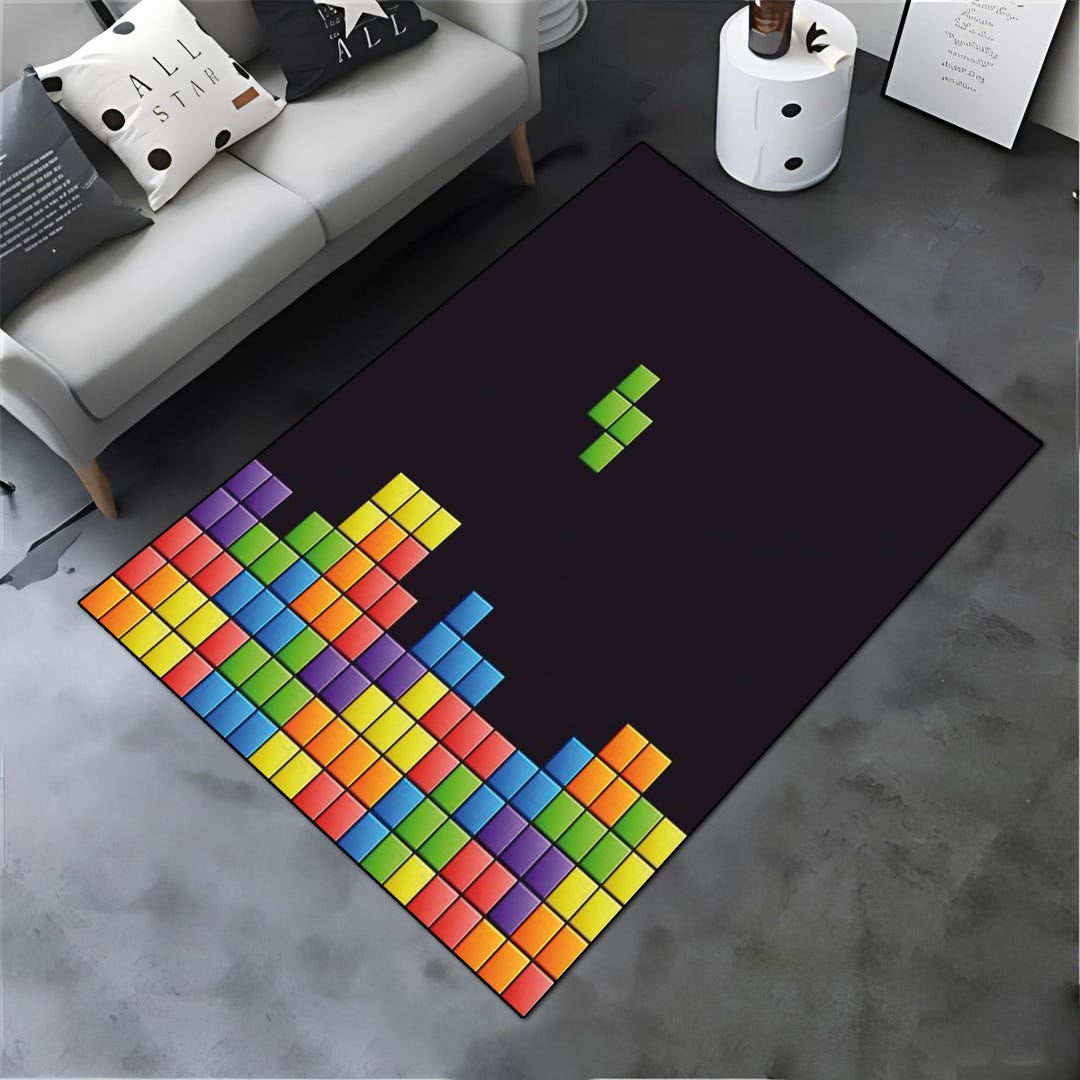 Tetris Decor Rug,tetris Area Rug,entertainment Rug,game Room Rug,kids ...