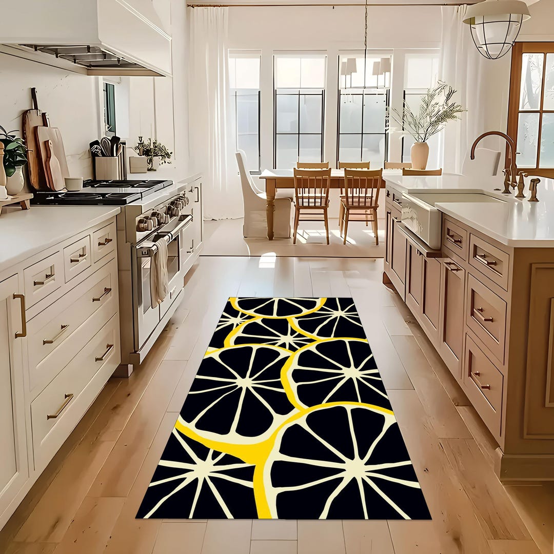Lemon Slice Kitchen Rug: Non-slip Washable Home Decor - Etsy