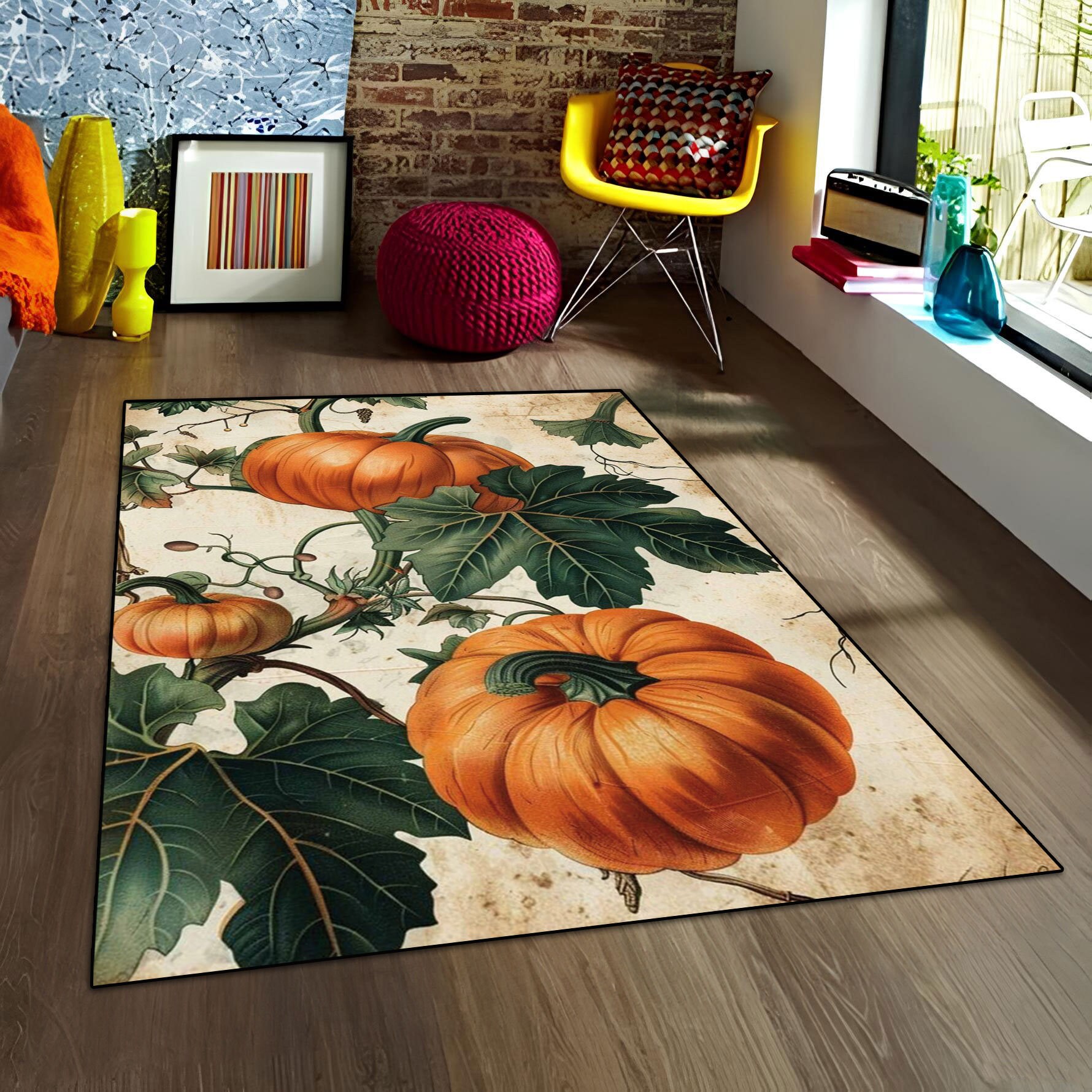 Pumpkin Rug, Pumpkin Area Rug,halloween Modern Rug,autumn Design Rug ...