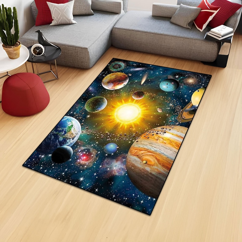 Space Rug, Planet Rug,kids Room Rug, Washable Rug, Non Slip Rug, Solar ...