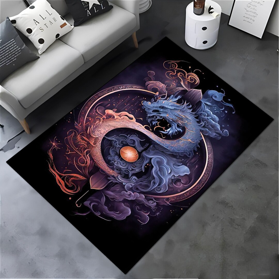 Dragon Decor Rug,japanese Life Dragon Rug,dark Dragon Rug,mythological ...