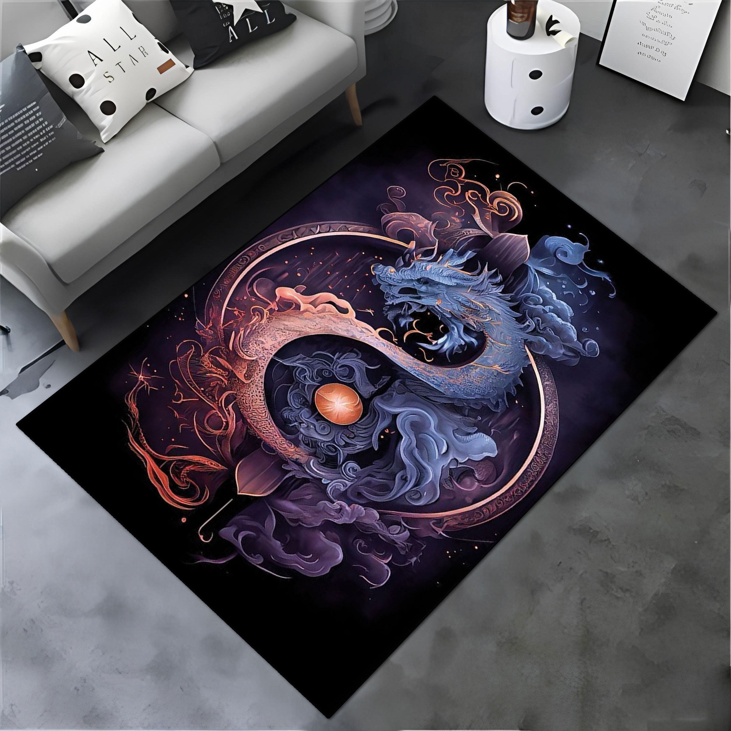 Dragon Decor Rug,japanese Life Dragon Rug,dark Dragon Rug,mythological ...
