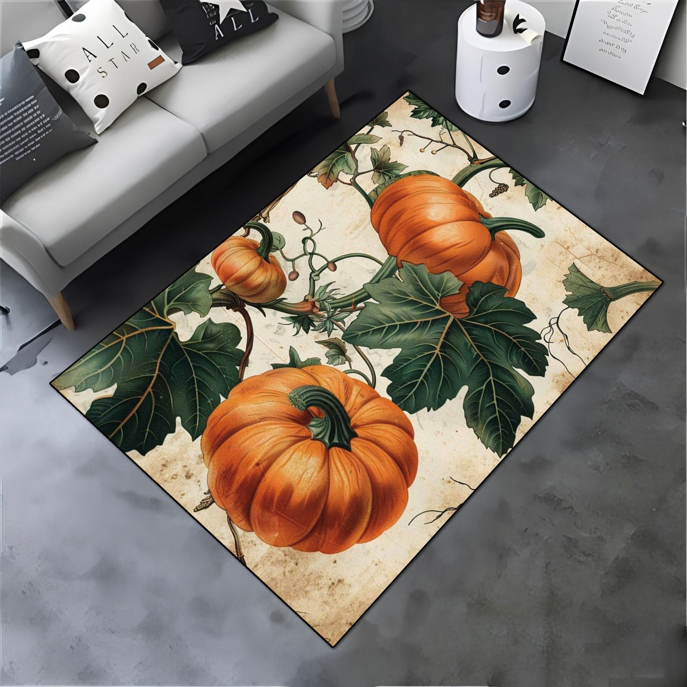 Pumpkin Rug, Pumpkin Area Rug,halloween Modern Rug,autumn Design Rug ...