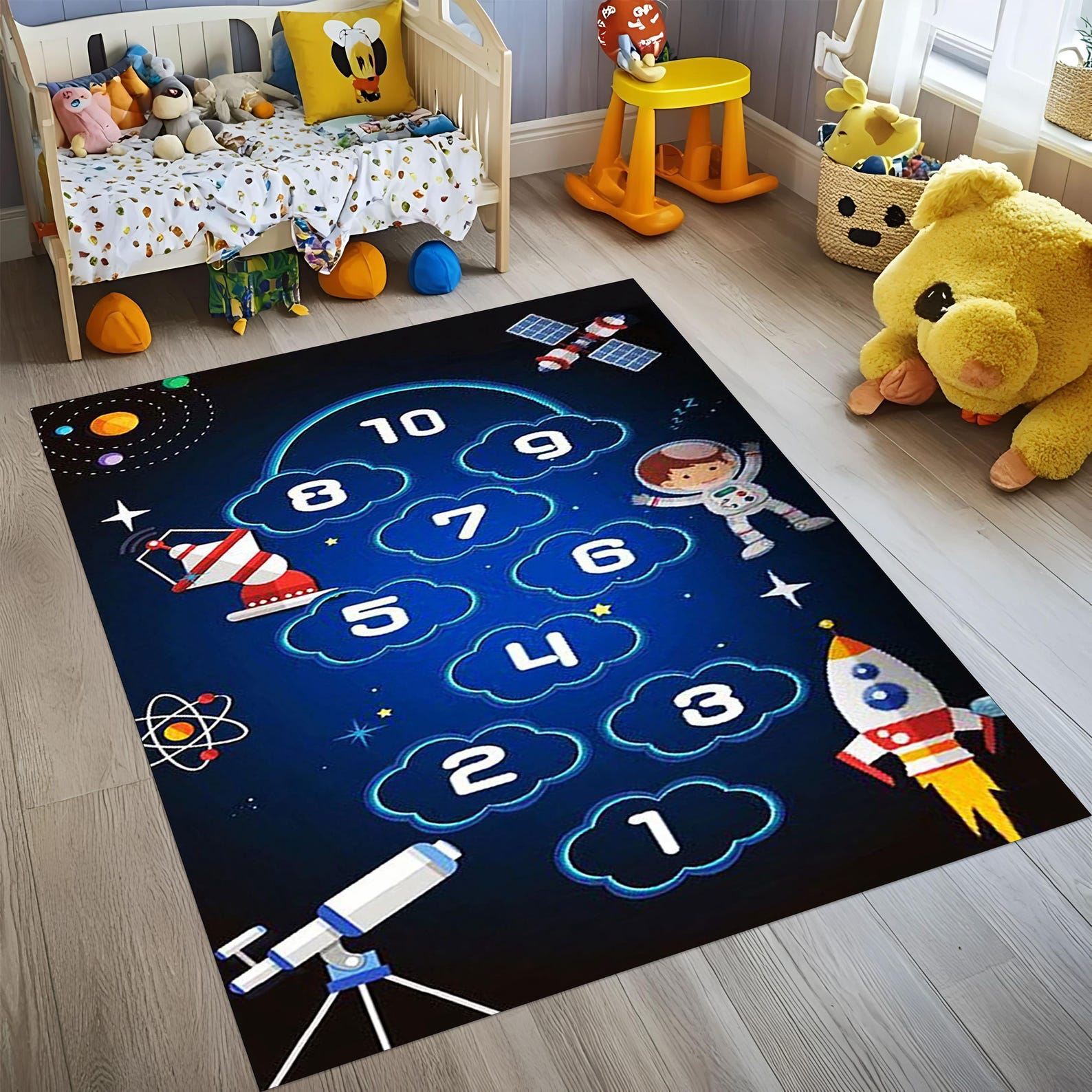 Hopscotch Game Rug,space Hopscotch Play Mat,space Decor Gift Rug,kid's ...
