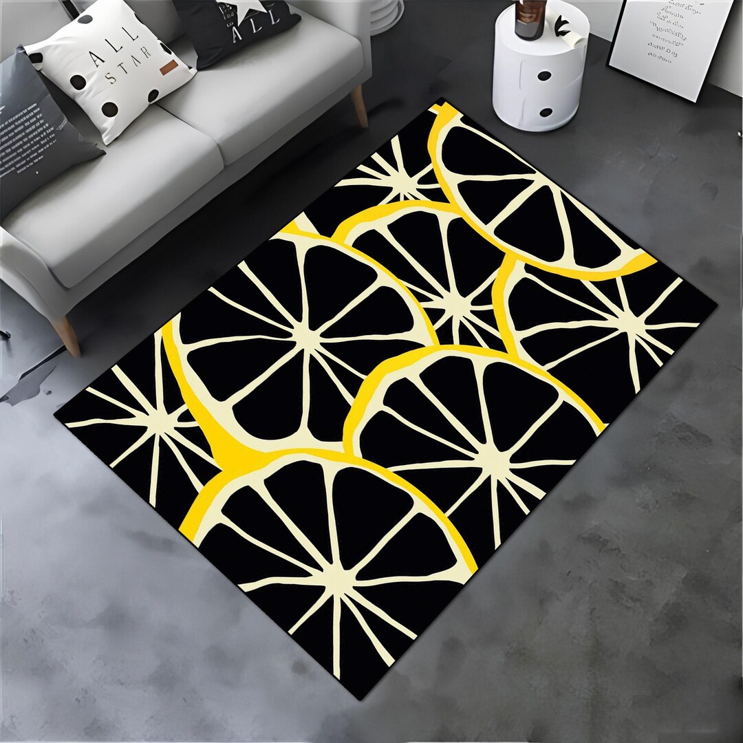 Lemon Rug,lemon Kitchen Rug,lemon Slice Decor Rug,kitchen Area Rug,non ...