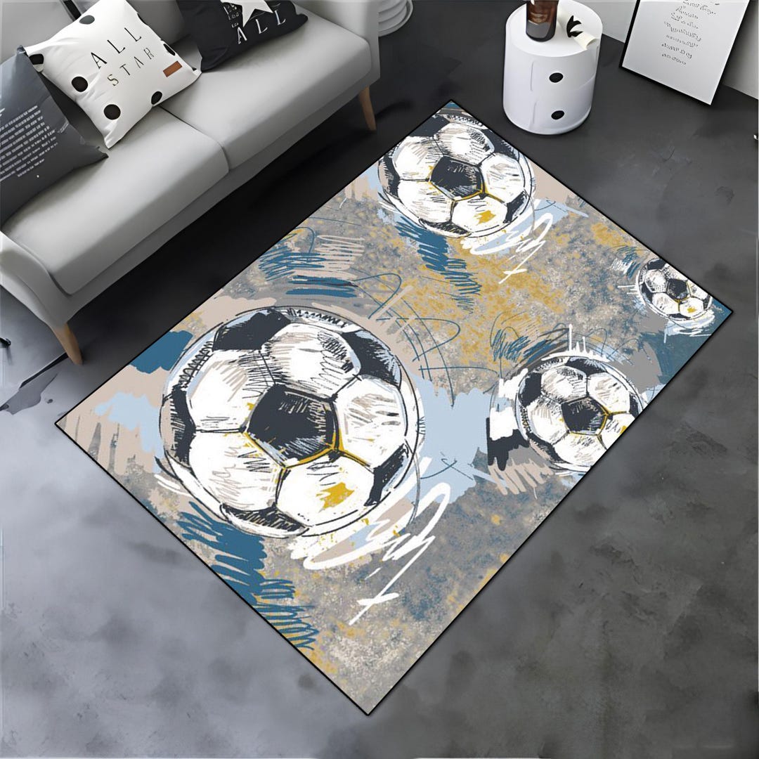 Soccer Ball Rug,football Ball Rug,modern Area Rug,sport Rug,nursery Rug ...