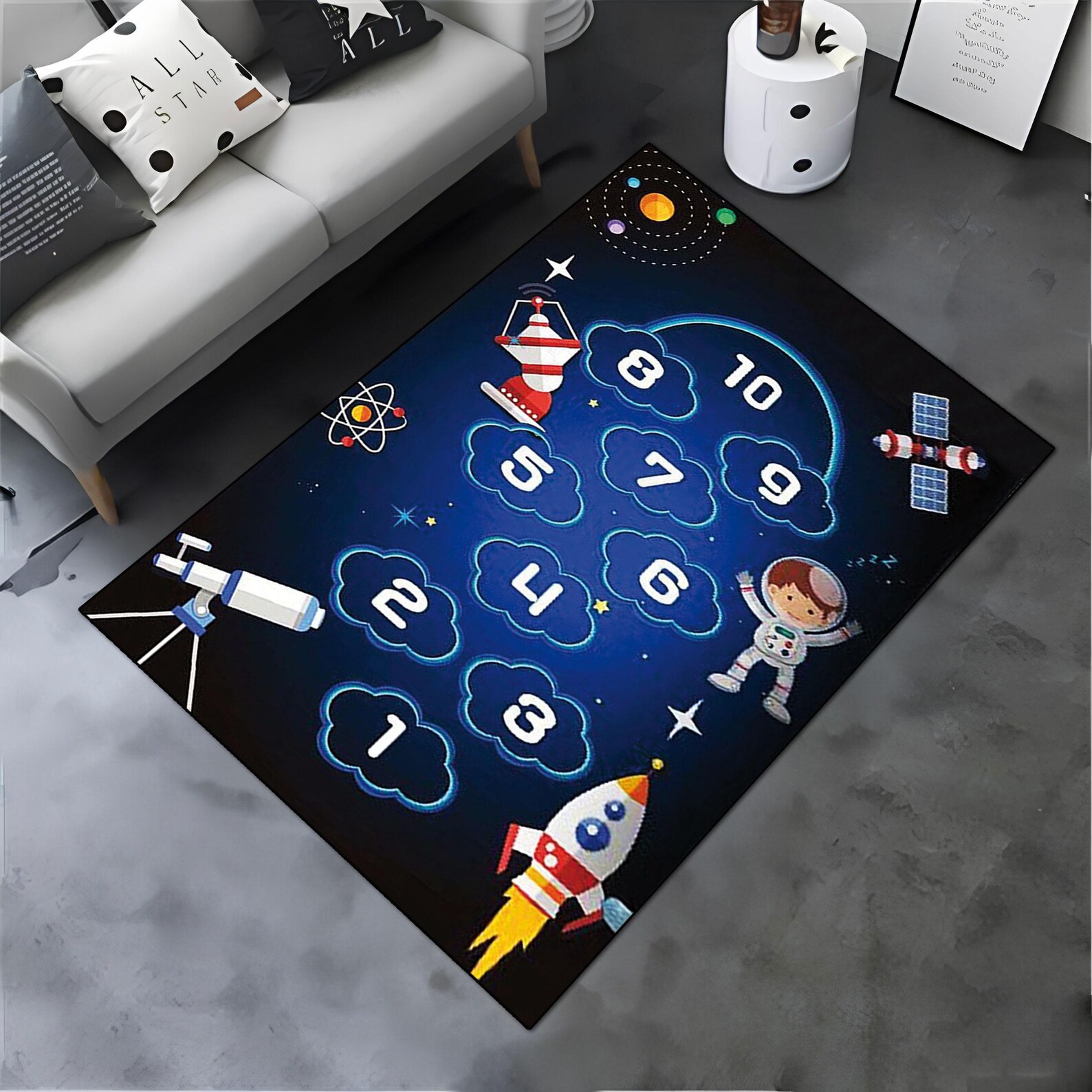 Hopscotch Game Rug,space Hopscotch Play Mat,space Decor Gift Rug,kid's ...