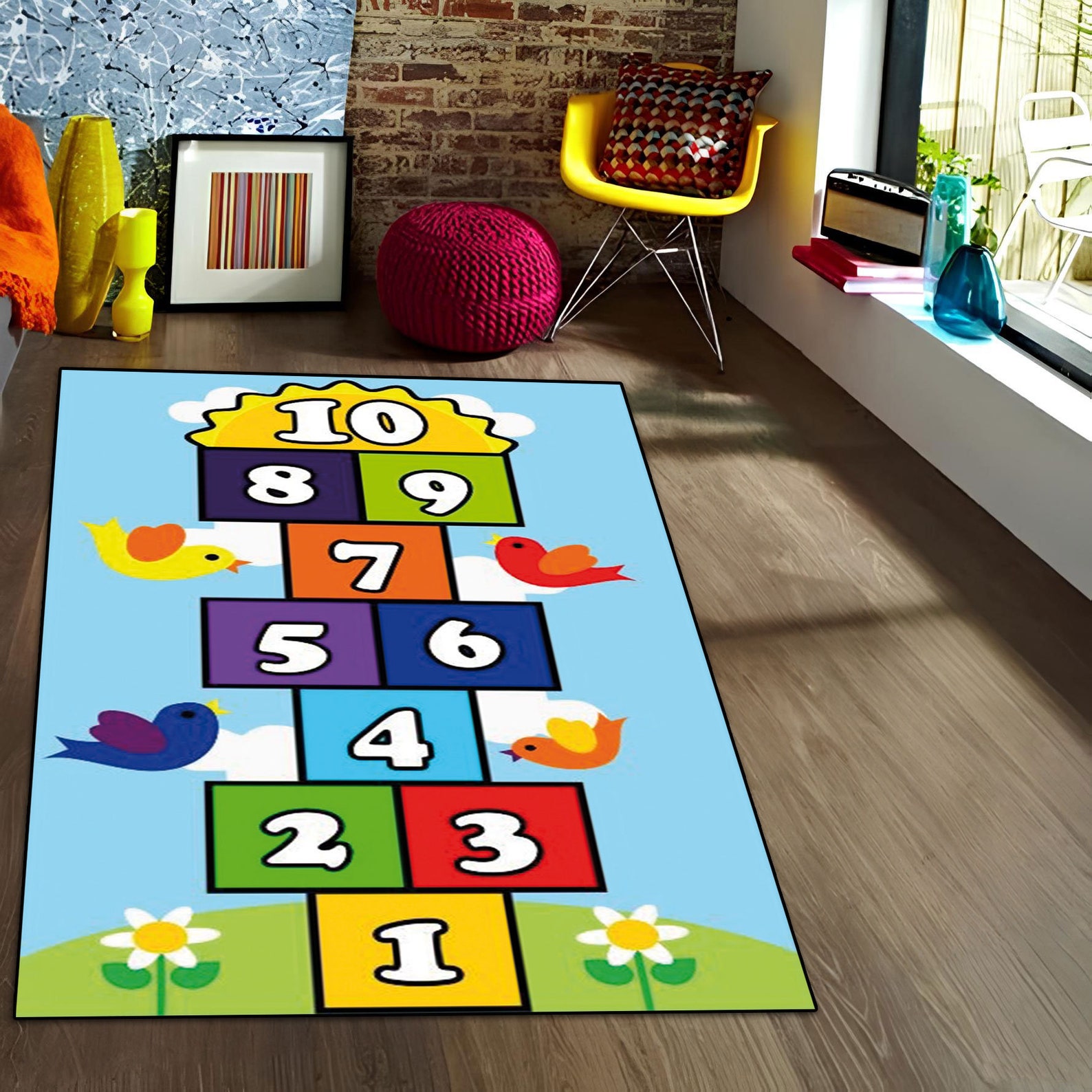 Hopscotch Game Carpet,hopscotch Play Mat,kid's Playroom Rug,numbers ...