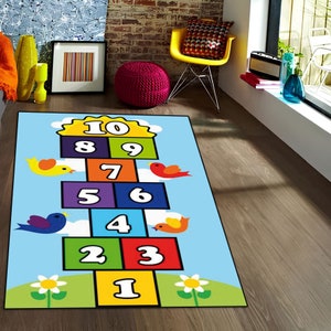 Hopscotch Game Carpet,hopscotch Play Mat,kid's Playroom Rug,numbers ...
