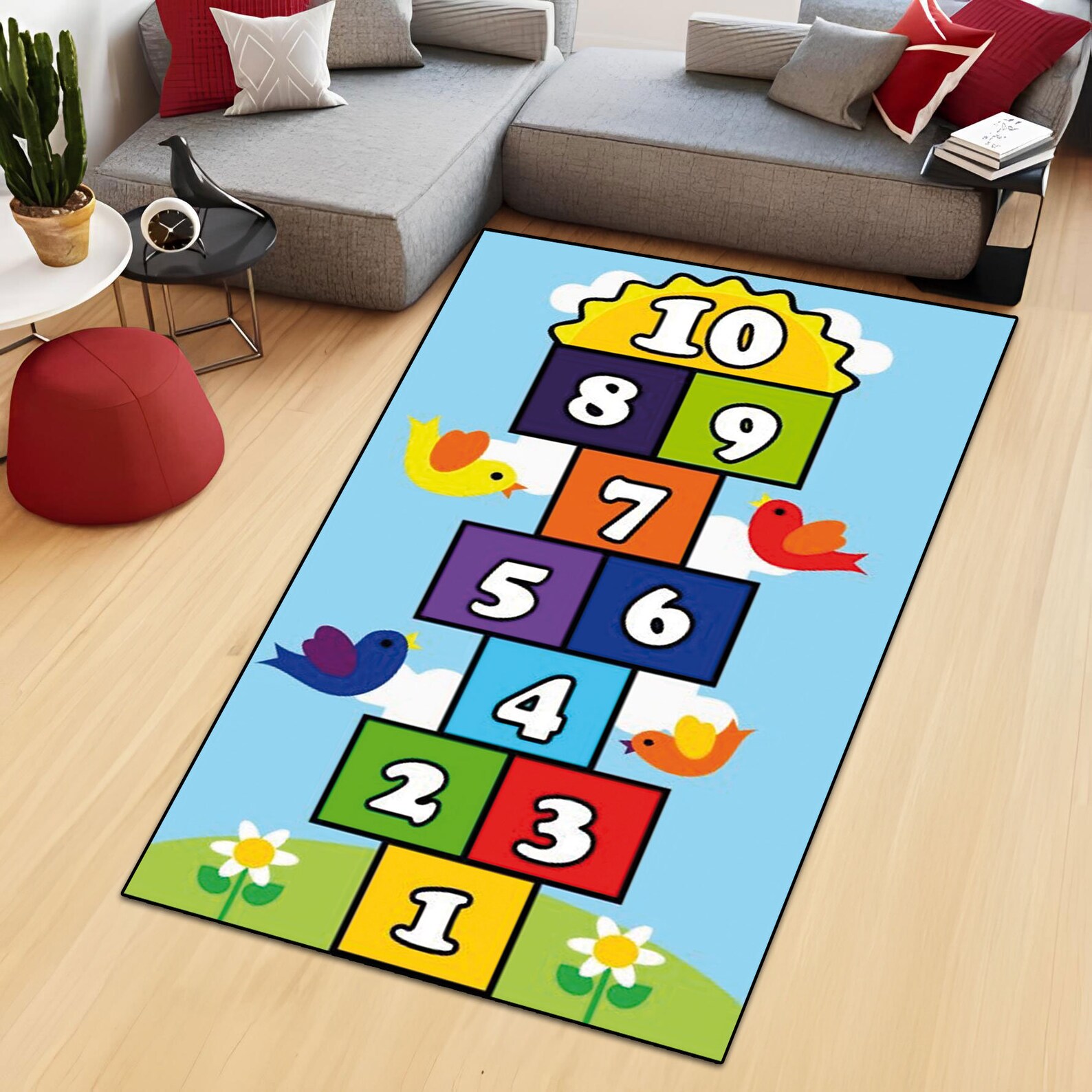 Hopscotch Game Carpet,hopscotch Play Mat,kid's Playroom Rug,numbers ...