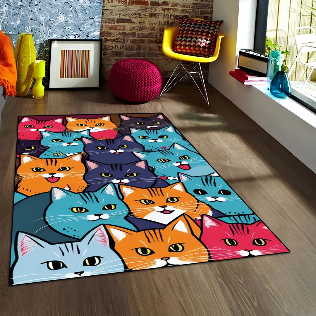 Cat Rug,cute Cats Rug,popular Cat Rug,colorful Cat Rug,area Rug,cat ...