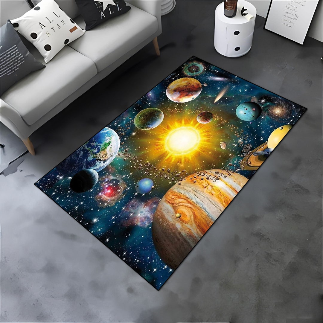 Space Rug, Planet Rug,kids Room Rug, Washable Rug, Non Slip Rug, Solar ...