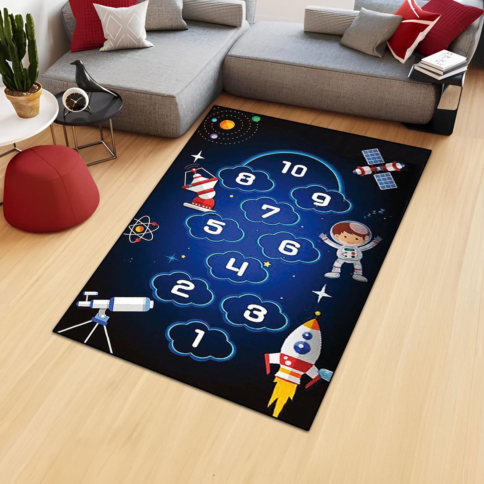 Hopscotch Game Rug,space Hopscotch Play Mat,space Decor Gift Rug,kid's ...