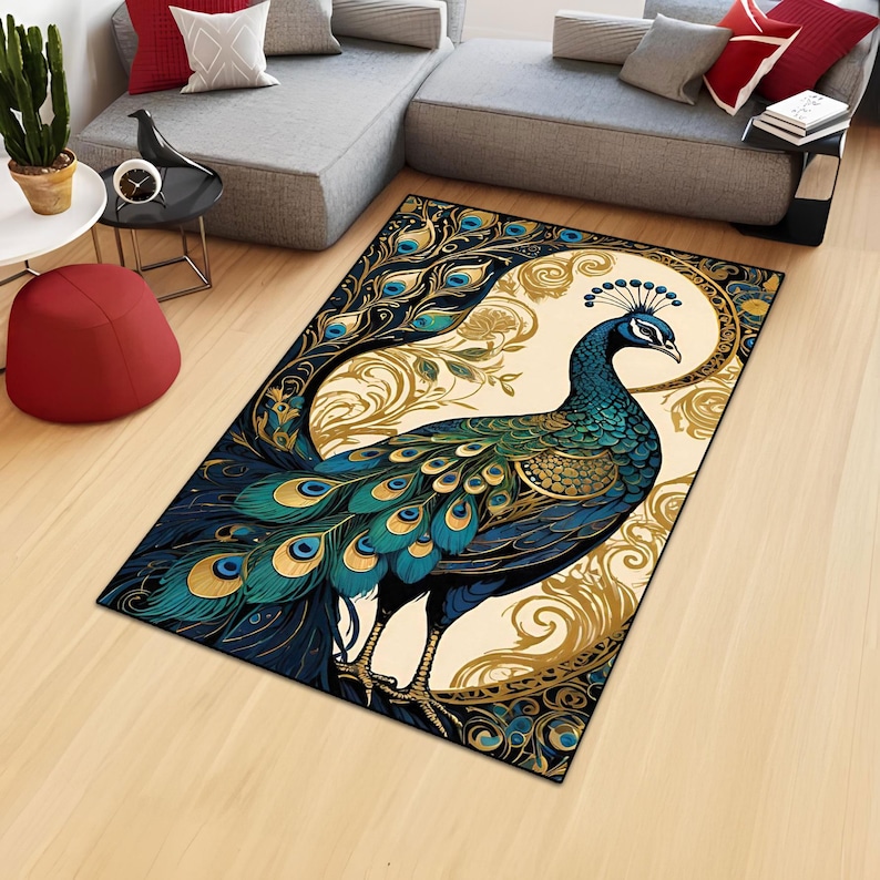 Peacock Rug,home Decor Rug,modern Art Rug,elegant Ethnic Rug,area Rug ...