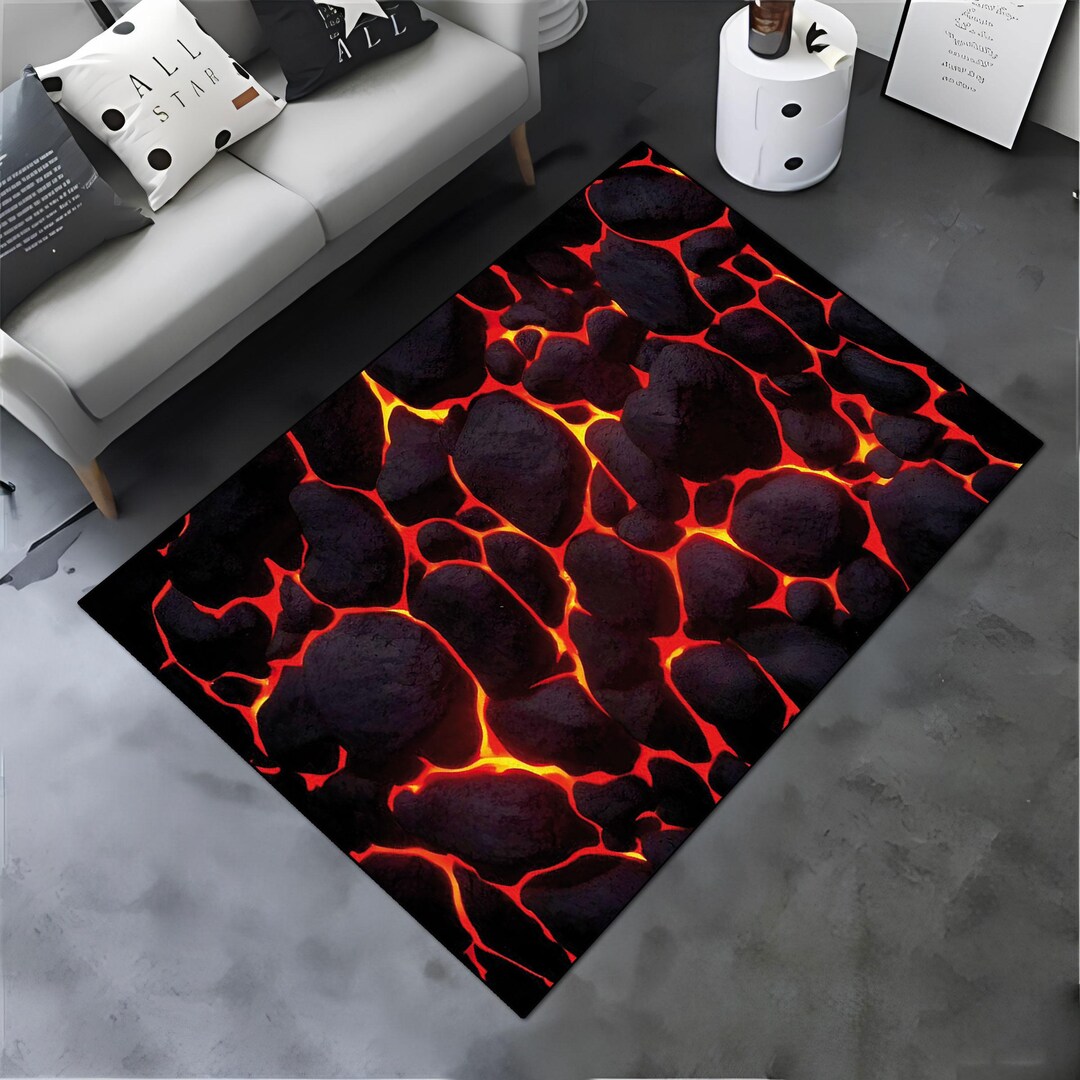 Lave Decor Rug,hot Lava Rug,volcano Floor Rug,modern Area Rug,living ...