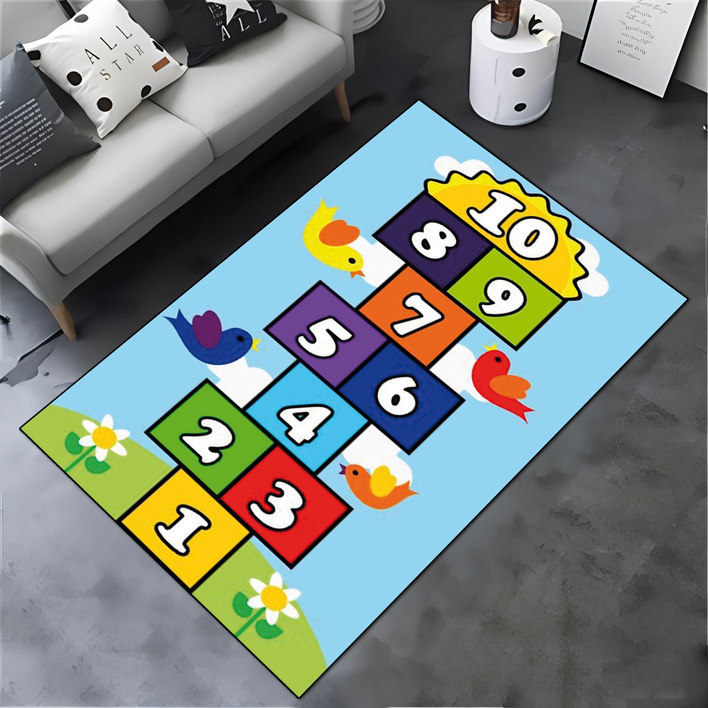Hopscotch Game Carpet,hopscotch Play Mat,kid's Playroom Rug,numbers ...