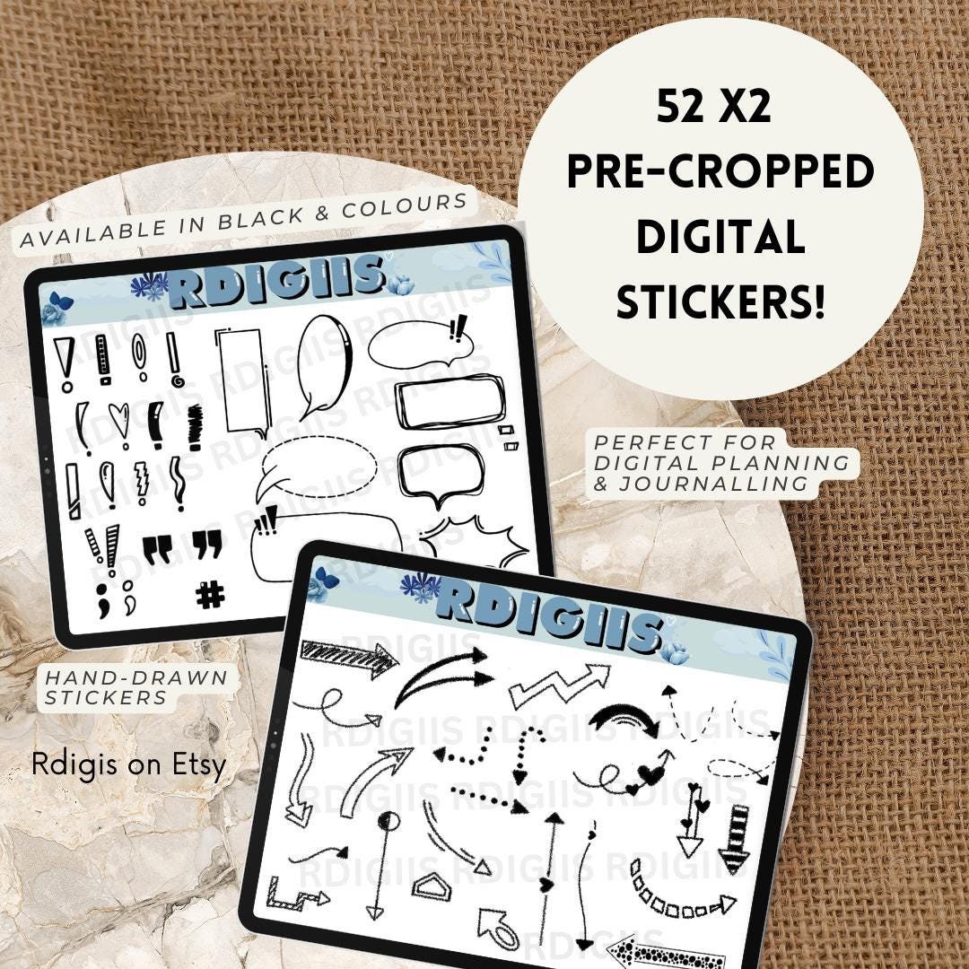 100+ Arrows & Speech Bubbles Daily Digital Planner Stickers - Goodnotes ...