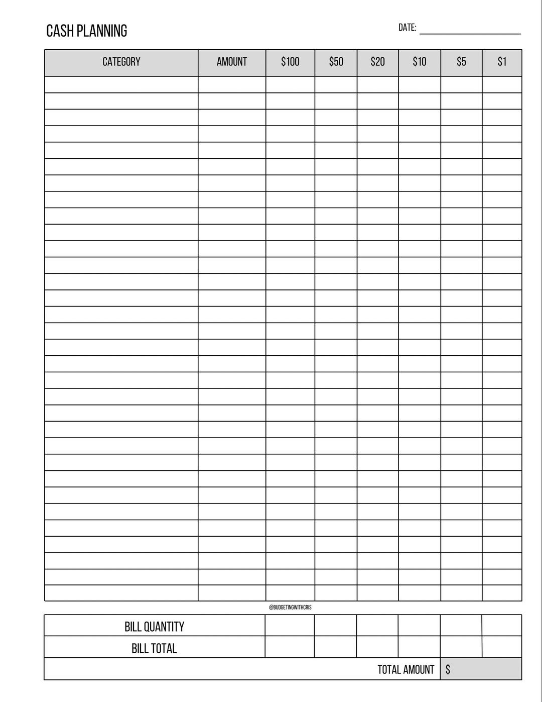Cash Planning Sheet - Etsy