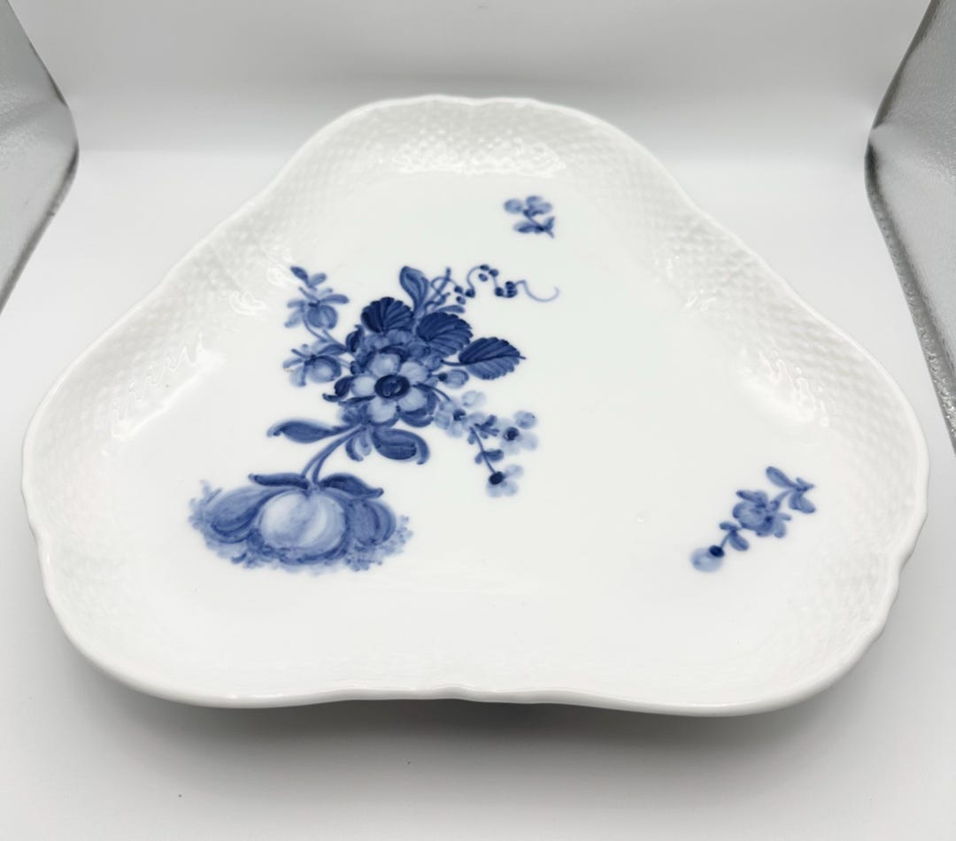 Royal Copenhagen Triangular Dish With Blue Florals factory Imperfection ...