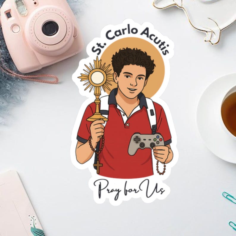 Carlo Acutis Gift, Religious Gift, Pray for Us, Vinyls Sticker, Saintly ...