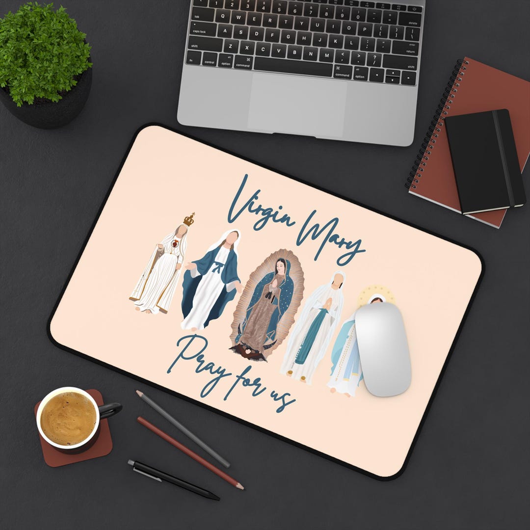 Boho Name Desk Mat, Catholic Desk Mat, Marian Mouse Pad, Personalized ...